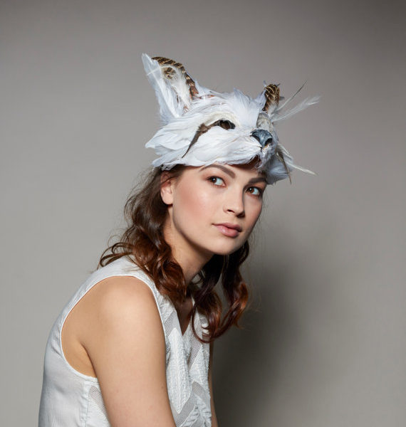 Luxury White Feather Fox Mask - Bespoke Masks, Headdresses & Accessories