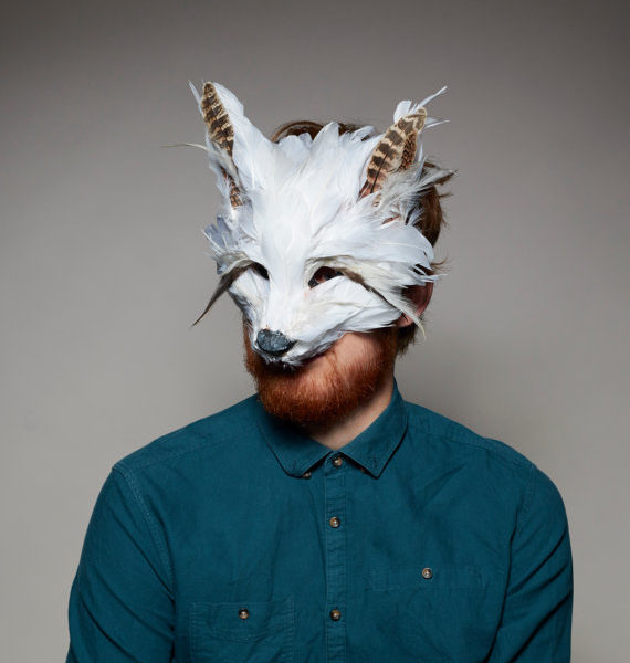 Luxury White Feather Fox Mask - Bespoke Masks, Headdresses & Accessories